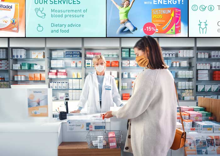 Interactive technology in pharmaceutical industry and retail stands
